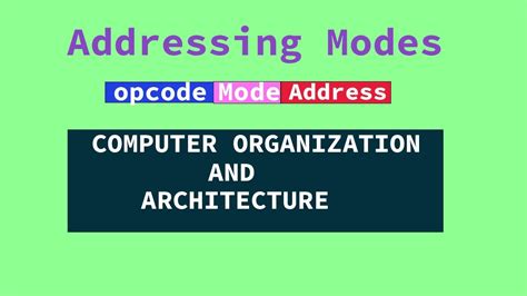 addressing modes in computer organization and architecture addressing