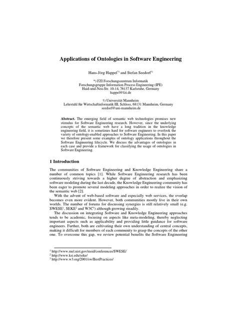 Application Of Ontologies In Se Pdf Ontology Information Science