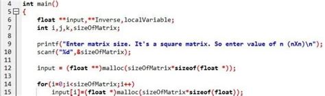 c program gauss jordon method to find inverse of a matrix code with c