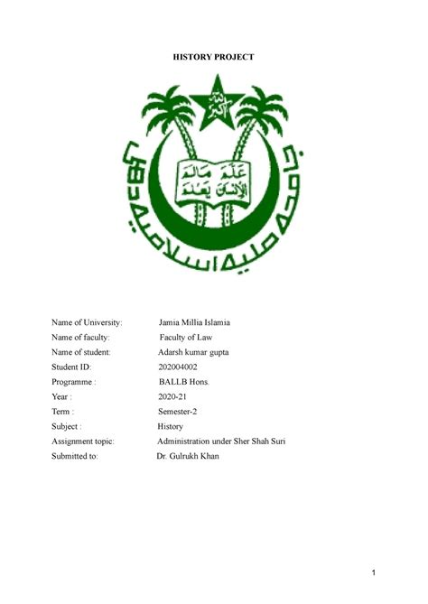 adarsh kumar gupta history sem 2 history project name of university
