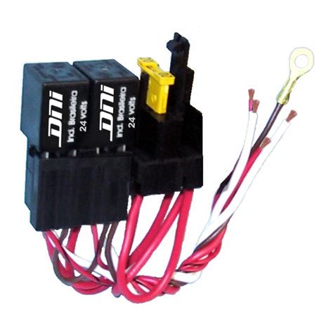 2 Mini Relés Com Soquete Chicote Fusível 24v 40a 4 Terminais Dni 0218 Karhub