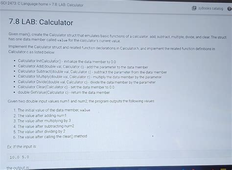 Solved Given Main 0 Create The Calculator Struct That
