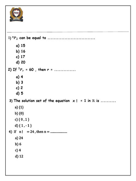 Factorial And Permutation Hw Pdf Mathematics Mathematical Objects