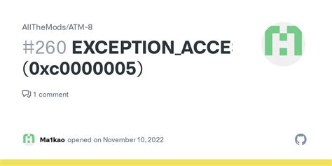 Exceptionaccessviolation 0xc0000005 · Issue 260 · Allthemodsatm 8