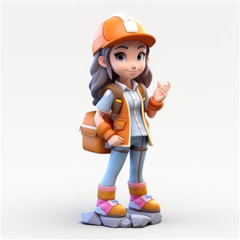 Premium Photo | Female 3d Icon Full Body Cartoon Clay Material Shiny Rendering