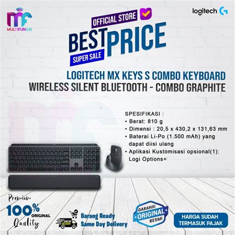 Jual Logitech Mx Keys S Combo Keyboard Wireless Silent Bluetooth Combo Graphite Shopee Indonesia