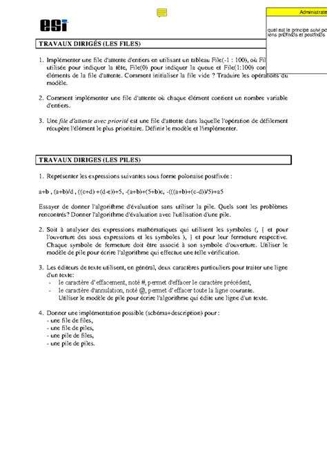 Td3 File Et Pile Travaux DirigÉs Les Files Implémenter Une File D