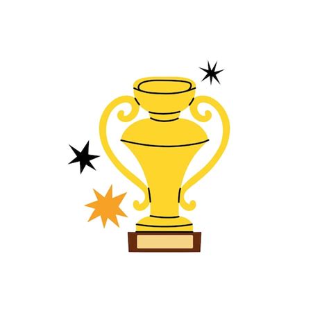 만화 컵 금 잔 경쟁 및 토너먼트 황금 우승자 상 비즈니스 상 게임 승리 기호 1위 트로피 격리된 낙서 요소 성취 아이콘 벡터