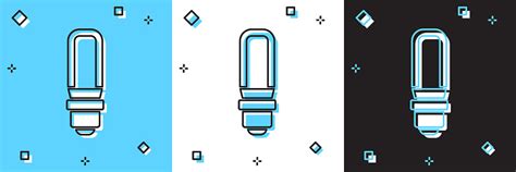 파란색과 흰색 검은 색 배경에 격리 된 Led 전구 아이콘을 설정합니다 경제적인 Led 조명 전구 에너지 램프를 절약합니다 벡터 0명에 대한 스톡 벡터 아트 및 기타 이미지