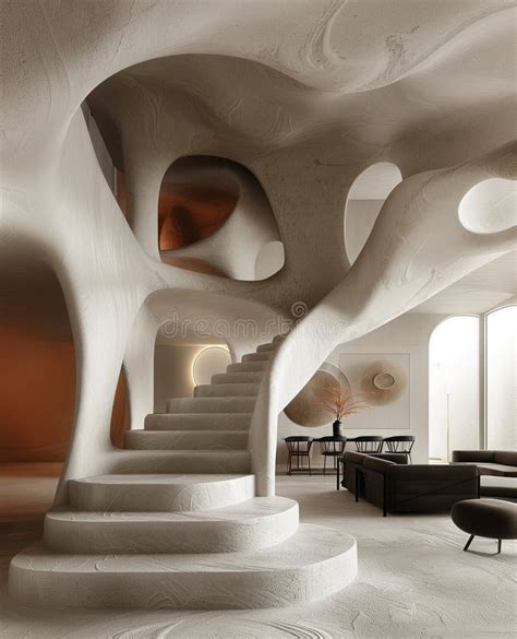 Futuristic Organic Interior Design With Unique Curved Architecture And Stylish Creative Elements