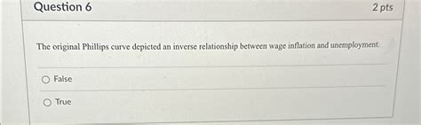 solved question 62 ﻿ptsthe original phillips curve depicted