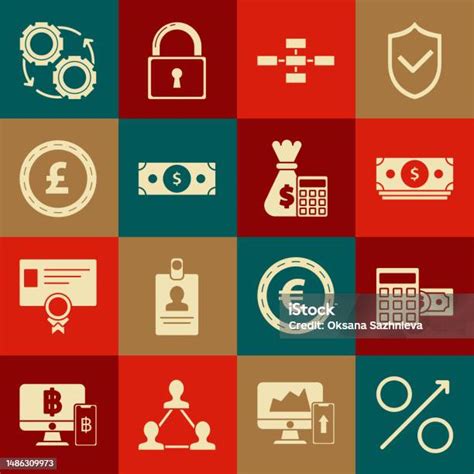 백분율 위쪽 화살표 스택 지폐 현금 비즈니스 계층 구조 조직도 차트 인포그래픽 동전 파운드 스털링 기어 및 화살표 워크플로 프로세스 개념 및 가방 아이콘을 설정합니다 벡터