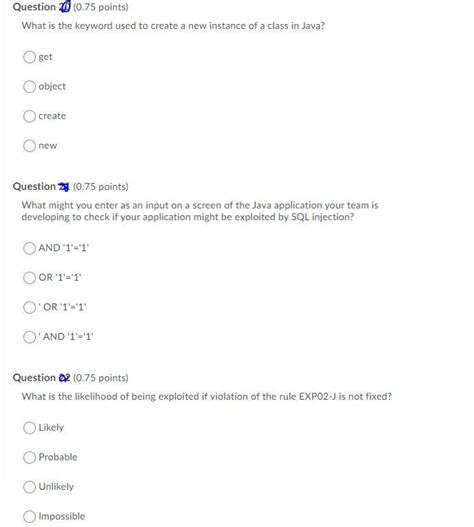 solved question 0 75 points what is the keyword used to