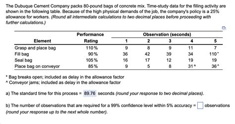 Solved The Dubuque Cement Company Packs 80 Pound Bags Of