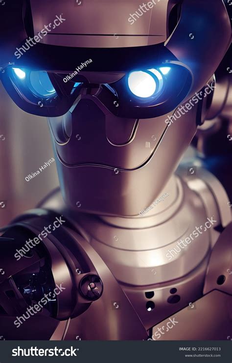 로봇 사이보그 남성 클로즈업 공상 과학 스톡 일러스트 2216627013 Shutterstock