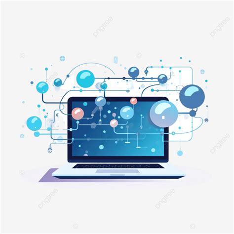 Laptop And Data Connection Illustration In Minimal Style Information