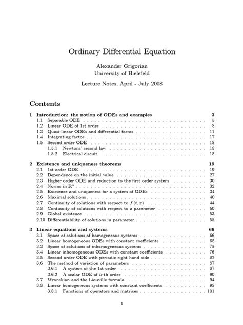Ordinarydifferentialequation Pdf Ordinary Differential Equation Function Mathematics