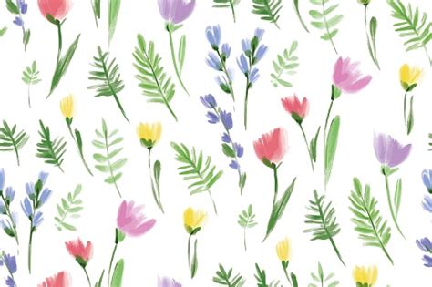 플로럴 매끄러운 배경 패턴 다채로운 봄 꽃 손으로 그린 벡터 봄 여름 직물 스와트 섬유 디자인 포장지 개화기에 대한 스톡 벡터