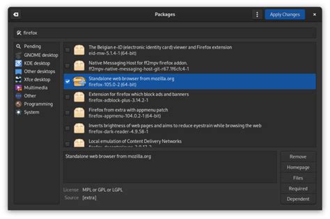 gui apps for package management in arch linux