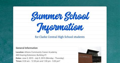 Summer School Information Smore Newsletters