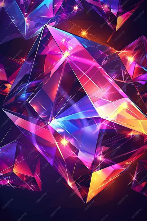 Premium Photo Neon Shimmering Geometric Diamonds Intersecting And Refracting Wi Y2k Collage