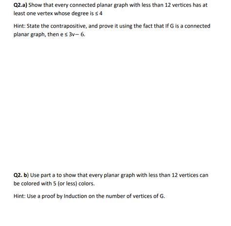 Solved Q A Show That Every Connected Planar Graph With Chegg