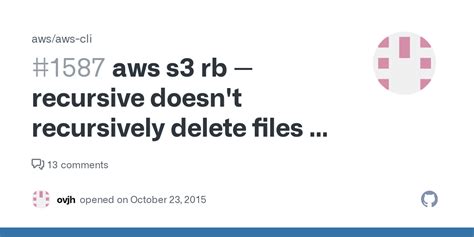 Aws S3 Rb Recursive Doesnt Recursively Delete Files In Pseudo Folders · Issue 1587 · Aws