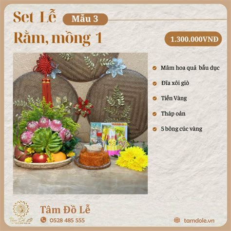 Mâm Cúng Rằm Mồng 1 Mẫu 3 Tâm Đồ Lễ