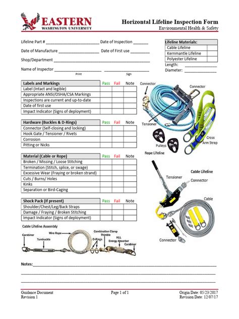 Horizontal Lifeline Inspection Checklist Pdf