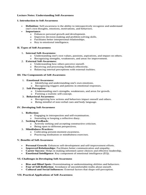 lecture understanding self awareness pdf