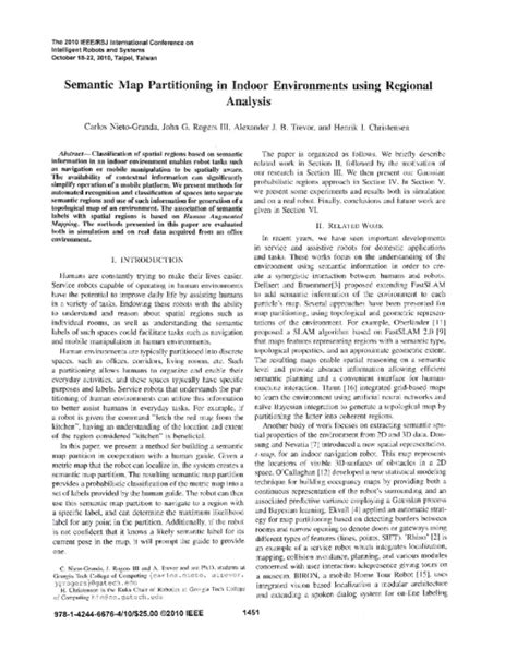 Pdf Semantic Map Partitioning In Indoor Environments Using Regional Analysis