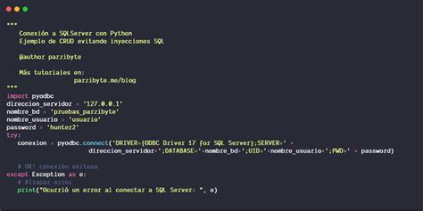 conexión a sql server con python y pyodbc crud parzibyte s blog