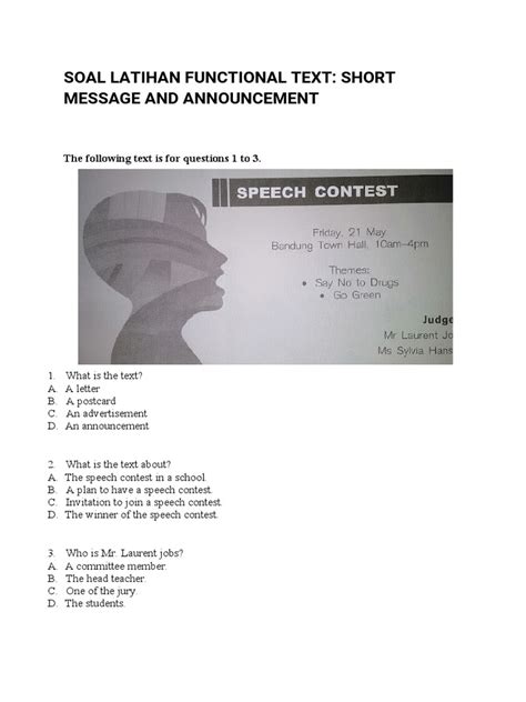 soal latihan short functional text tanpa jawaban pdf