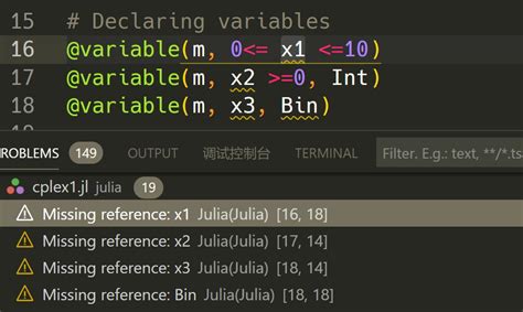 Missing Reference For Variables And Keywords Defined In JuMP Issue Julia Vscode Julia