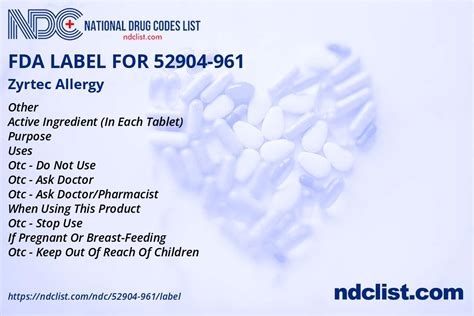Fda Label For Zyrtec Allergy Indications Usage And Precautions