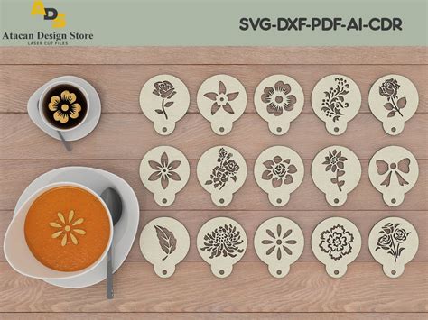 Coffee Stencils Latte Art Stencil Cuts · Creative Fabrica
