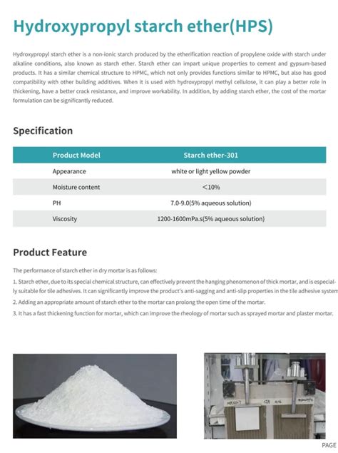 Hydroxypropyl Starch Ether Hps Buy Hydroxypropyl Starch Ether Hps Starch Ether Product On