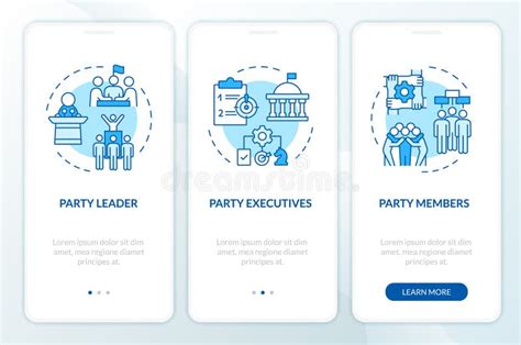 Political Party Structure Blue Onboarding Mobile App Screen Stock Vector Illustration Of