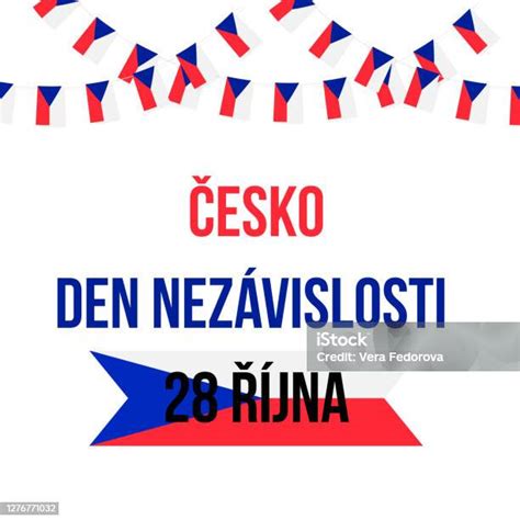 체코 어로 체코 독립 기념일 서예 손 문자 체코 휴일은 10 월 28 일에 축하 타이포그래피 포스터 배너 인사말 카드 전단지