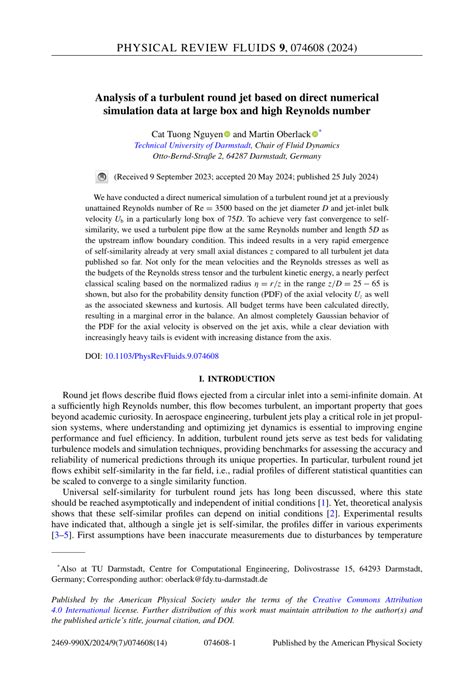 Pdf Analysis Of A Turbulent Round Jet Based On Direct Numerical