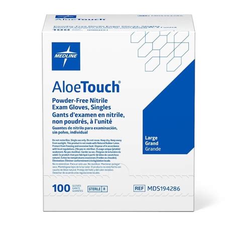 Medline Aloetouch Powder Free Nitrile Exam Glove Single Glove Sterile