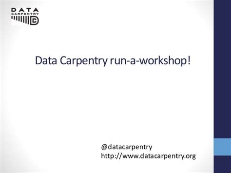 data carpentry run a workshop