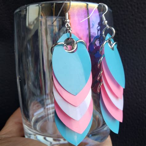 Transgender Earrings 5 Stripe Trans Pride Flag Lgbtq Scalemail