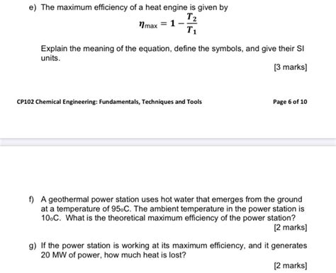 Solved E The Maximum Efficiency Of A Heat Engine Is Given