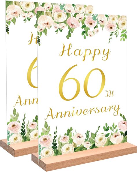 Vlipoeasn 2pc Elegant White 60th Wedding Anniversary Table