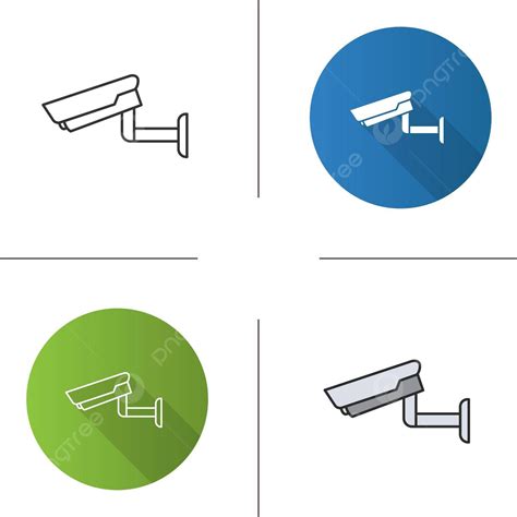Surveillance Camera Icon Watch Flat Color Vector Watch Flat Color