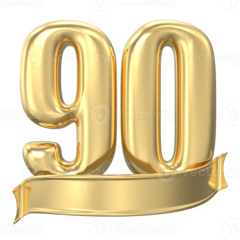 Anniversary 90 gold 3d numbers 42069124 PNG