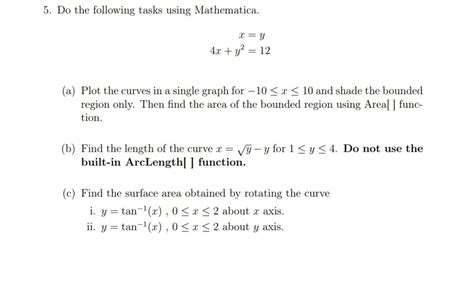 solved 5 do the following tasks using mathematica x y 4x