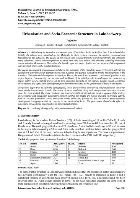 Pdf Urbanisation And Socio Economic Structure In Lakshadweep · Pdf