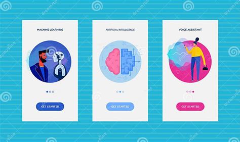 Onboarding App Screens With Artificial Intelligence Technology Stock Vector Illustration Of